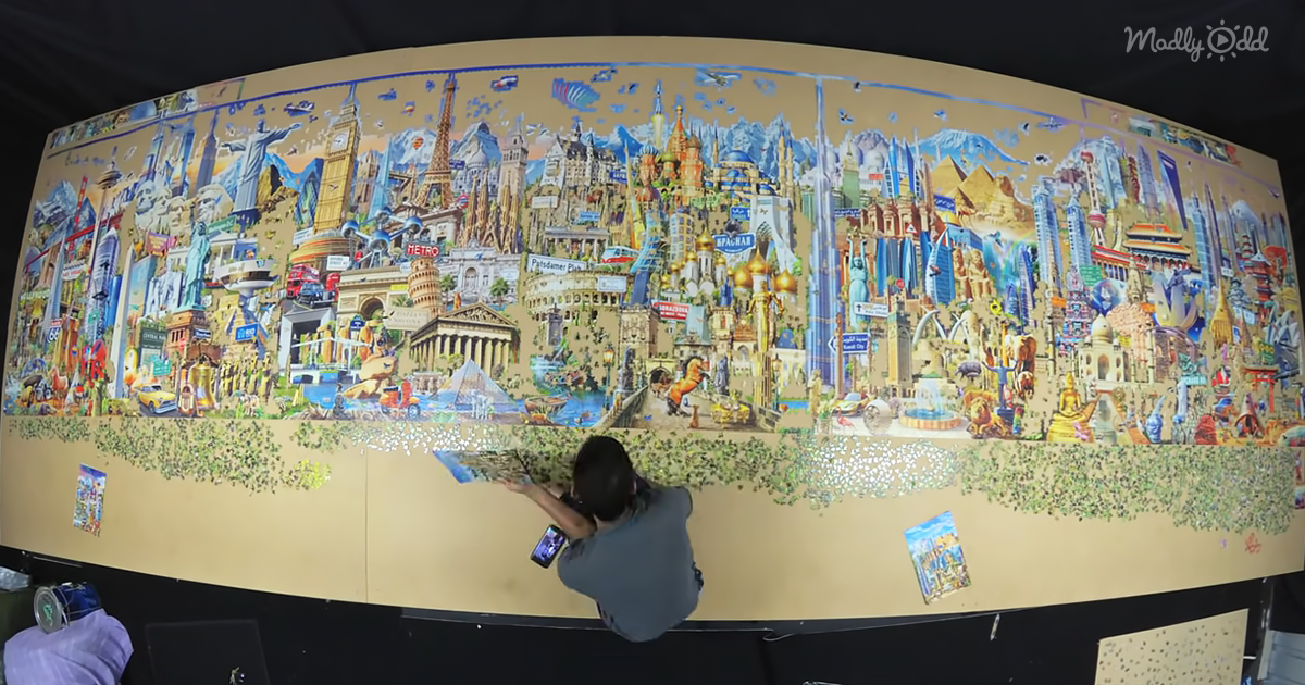 Extremely Satisfying Aerial Footage of 42,000-Piece Jigsaw Puzzle ...